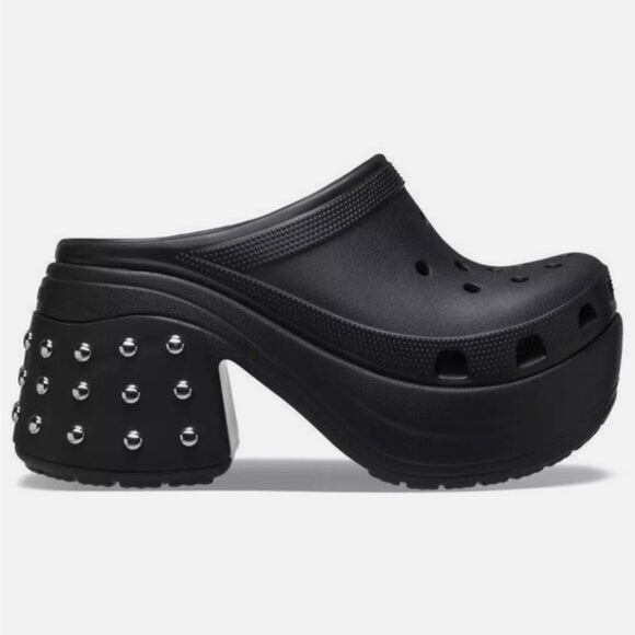 CROCS | Shoes | Crocs Black Platform Studded Heel Siren Clogs | Poshmark